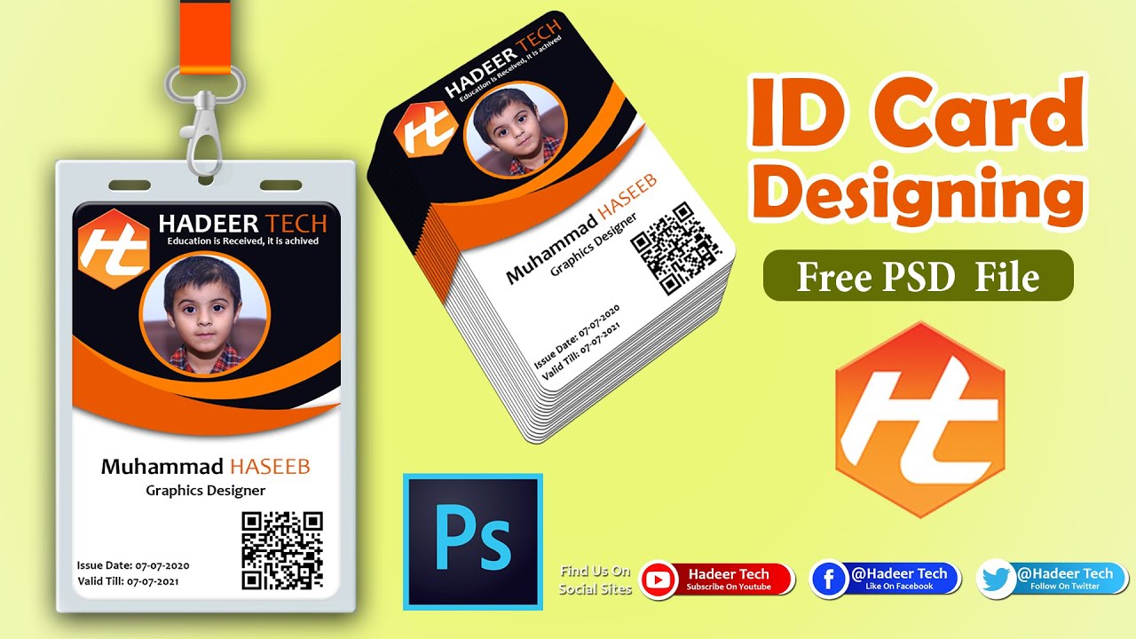 How to Design ID Card in Photoshop | PVC ID Card | Hadeer Tech - YouTube