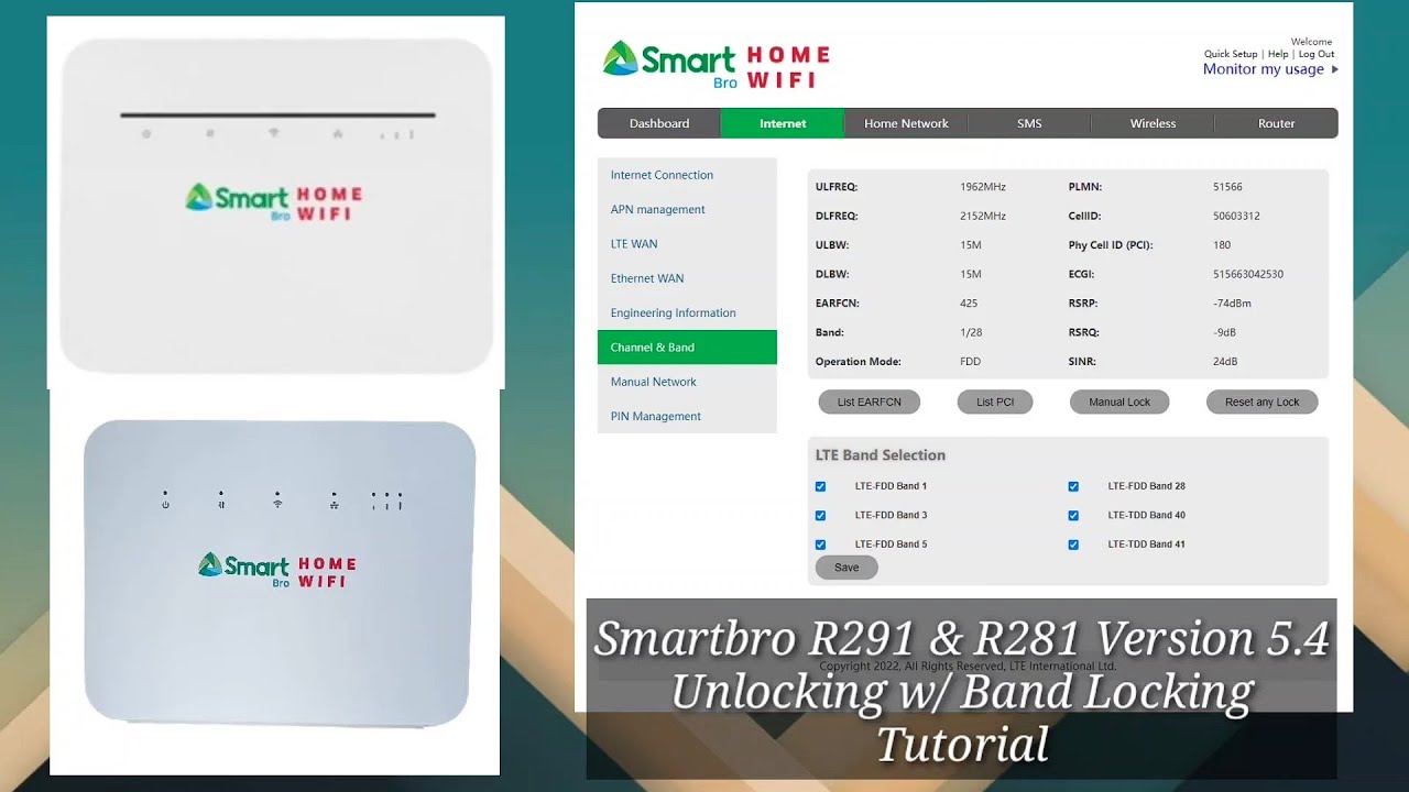Smartbro R291 & R281 Version 5.4 Unlock w/ Band Locking Tutorial - YouTube
