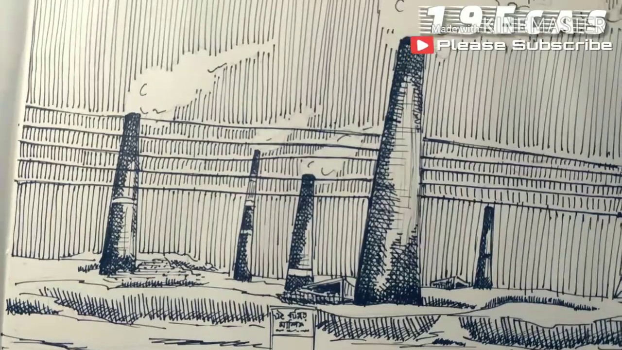 Brick field sketch | Pen Sketching | How to sketch with pen - YouTube