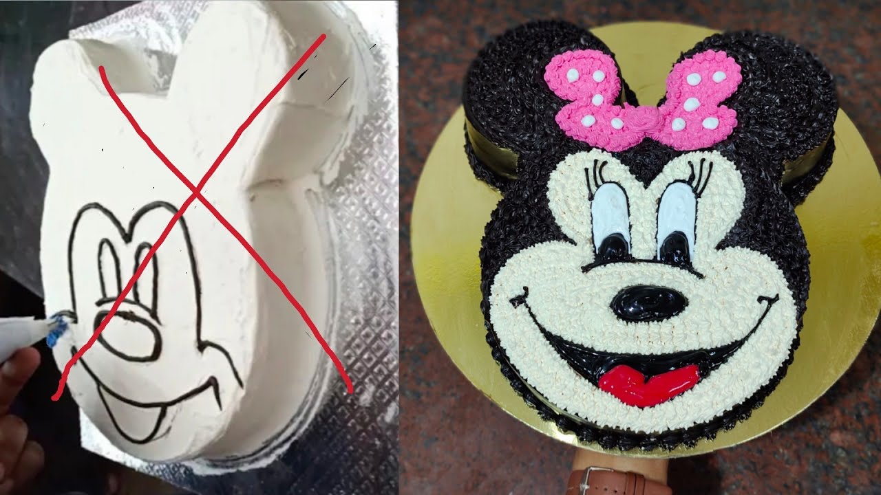 मिकी माऊस केक Mickey Mouse Cake | How To Make Mini Mouse Cake | Mickey ...