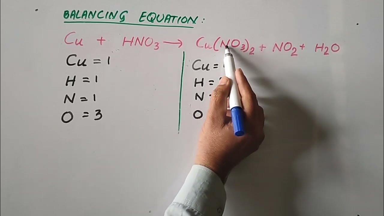 Balancing Equation Cu+HNO3=Cu(NO3)2+NO2+H2O - YouTube