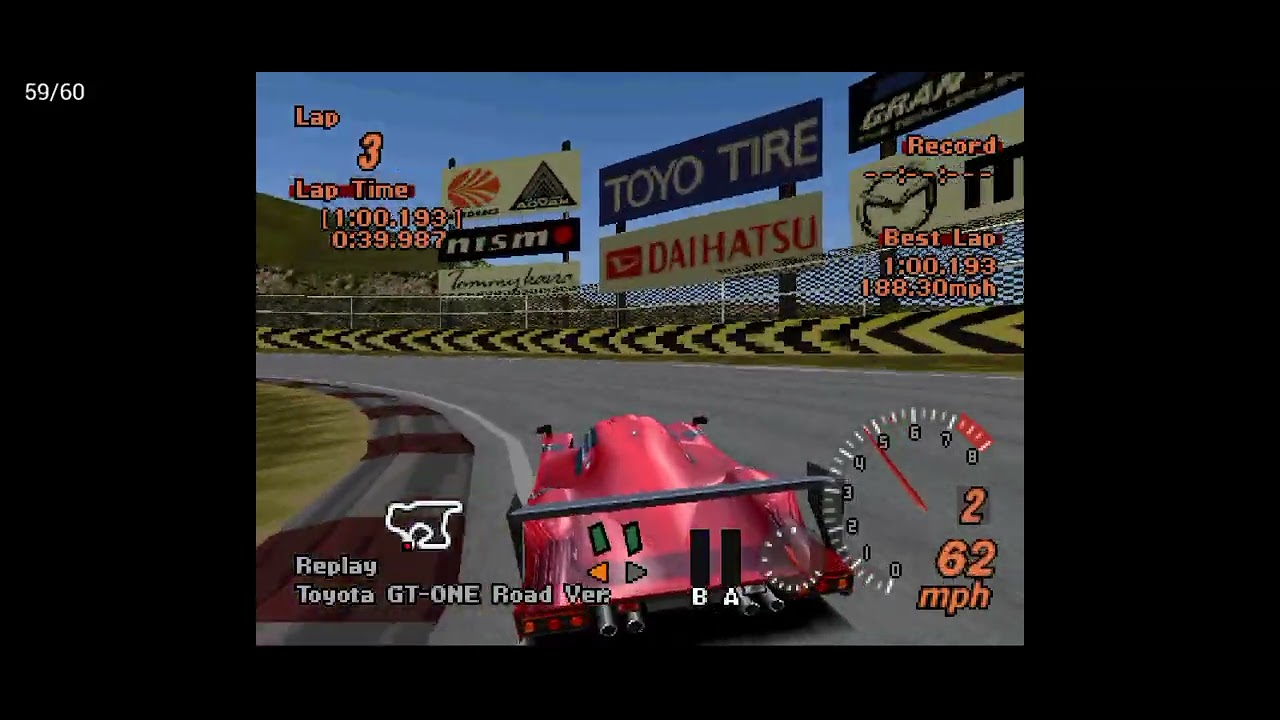 Gran Turismo 2 Hot Laps ( Toyota GT-ONE Road Car ) Autumn Ring 1:00.193 ...
