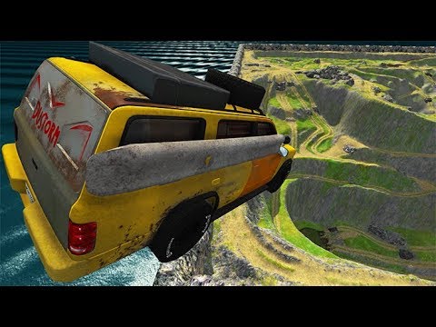 Beamng drive - Hopper Hole Park Car Jumps & Cliff Falls - YouTube