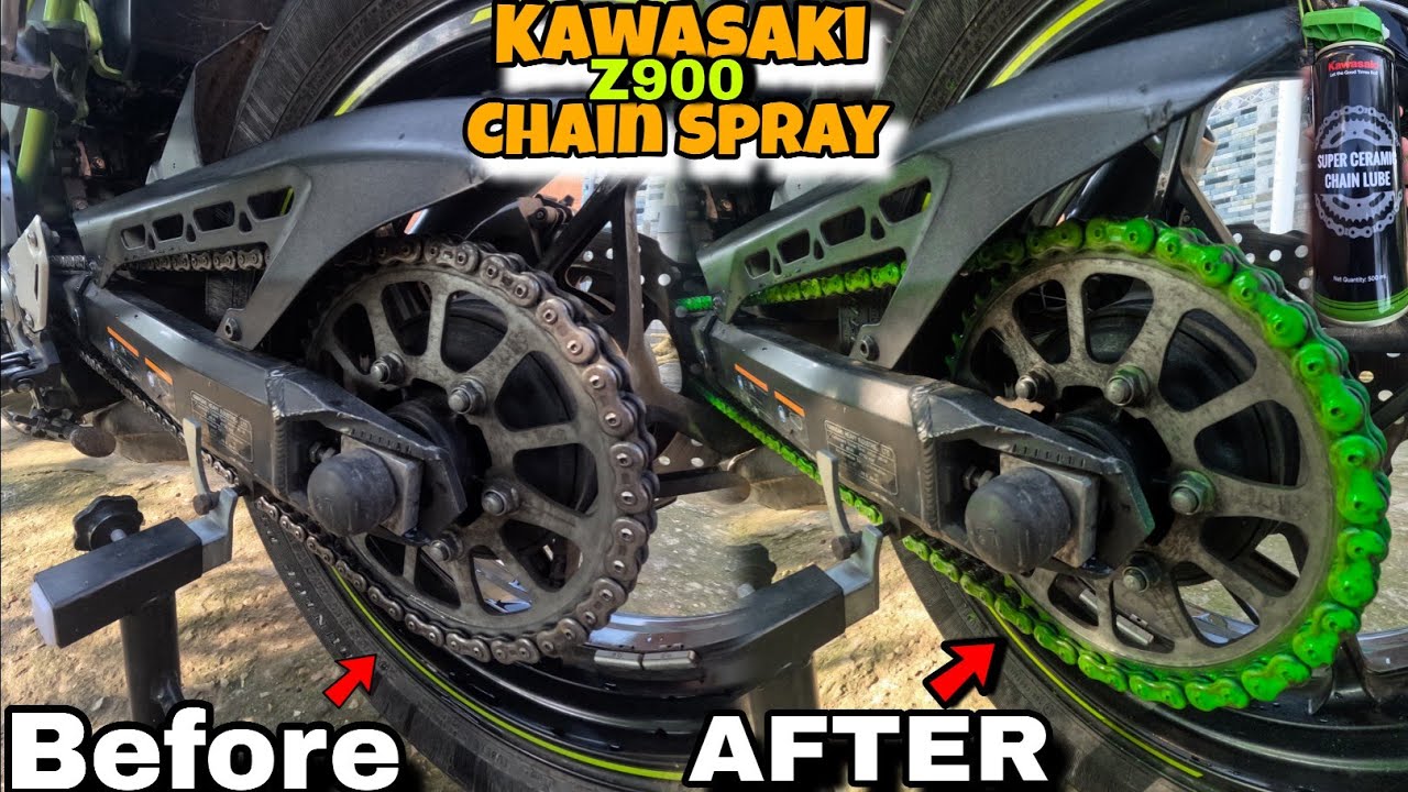 Kawasaki z900 Chain Spray Green Colour 😱 Before and After Result z900 ...