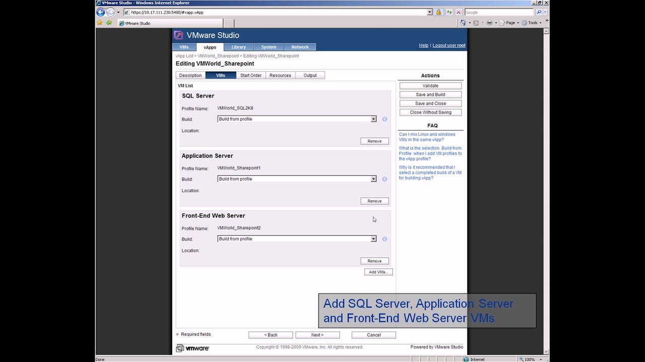 VMware Studio Sharepoint Windows vApp Demo - YouTube