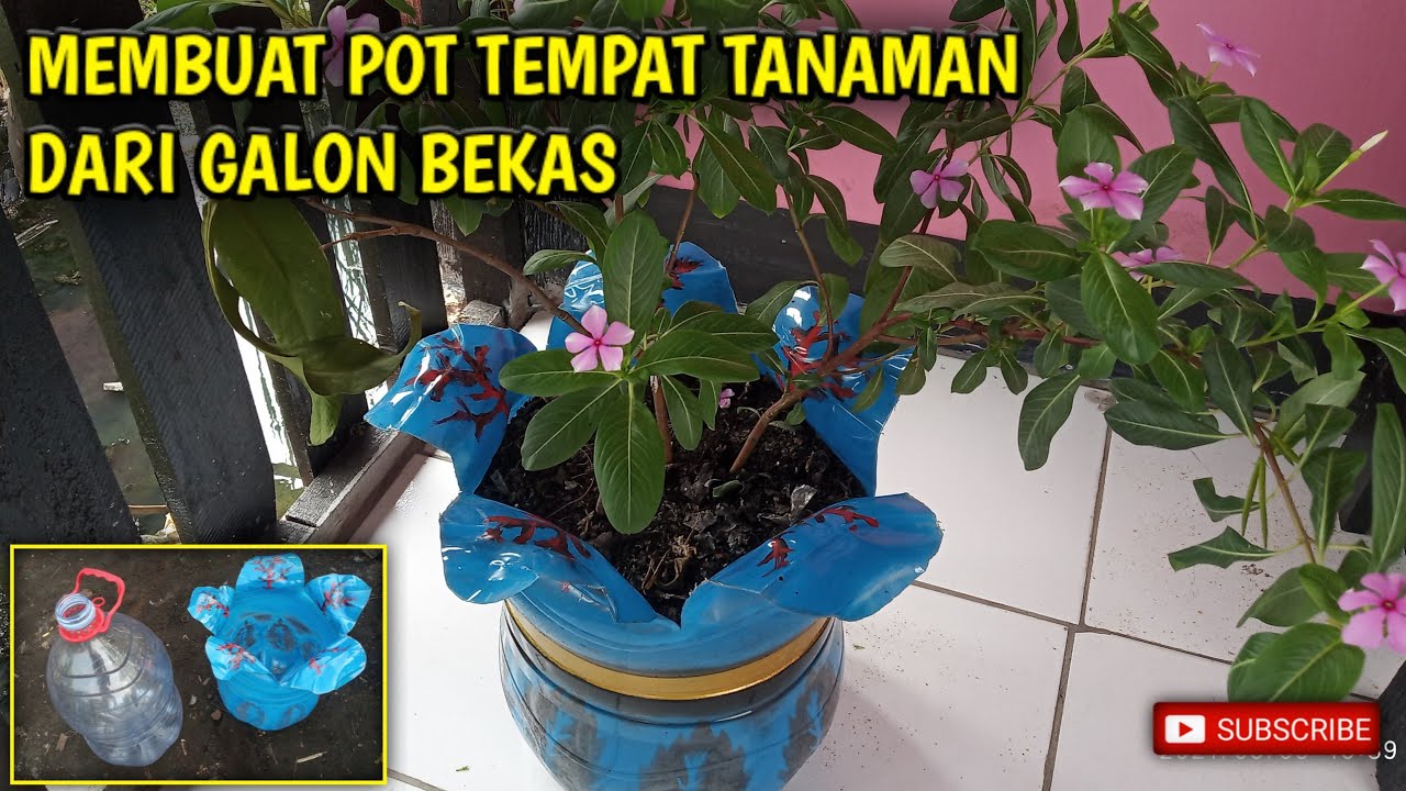 Cara membuat pot bunga dari galon bekas leminerale - YouTube