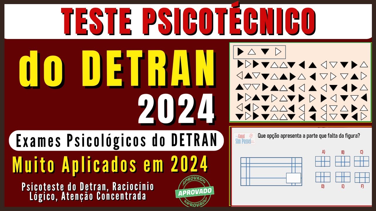 Exame psicotécnico DETRAN 2024, teste psicotécnico DETRAN 2024 ...