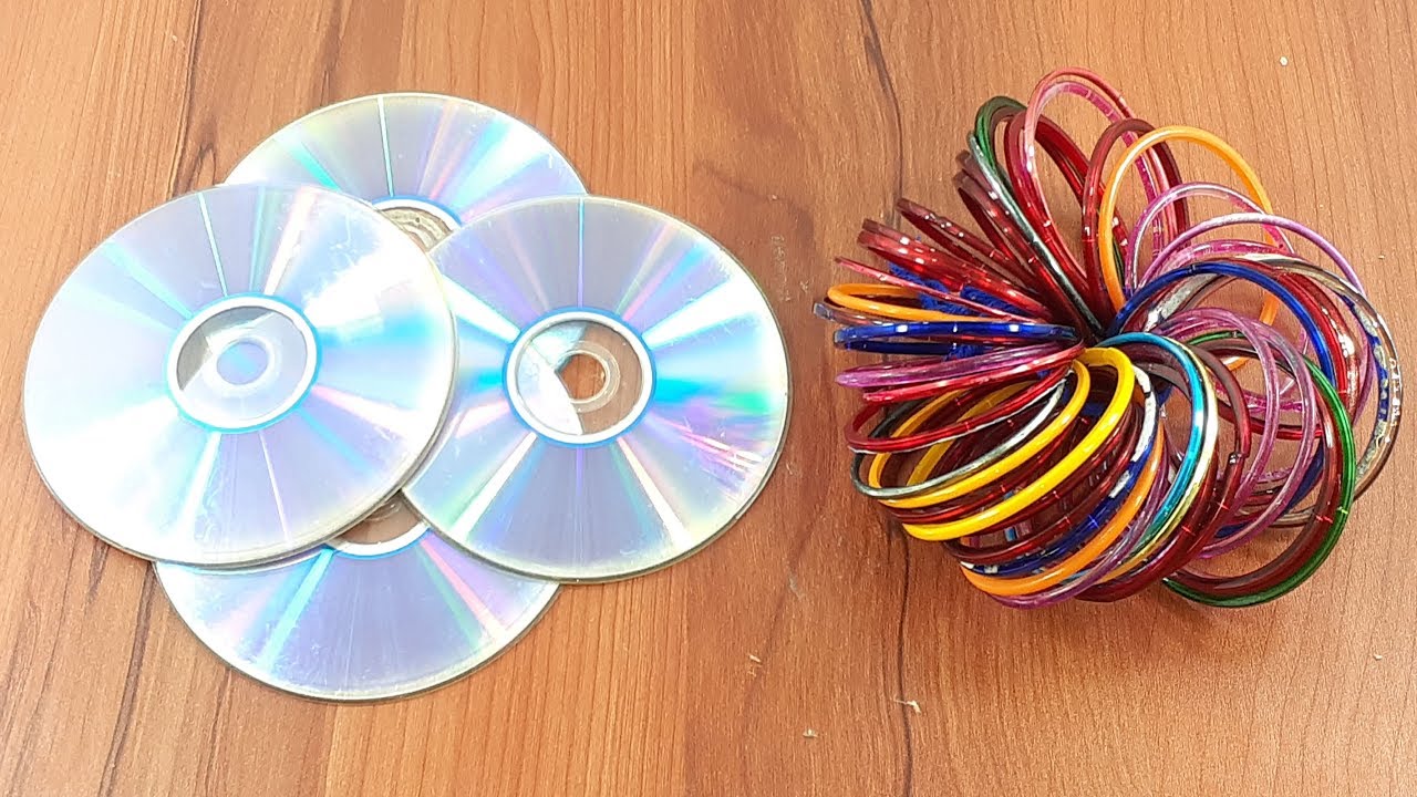 Waste CD Disc & old bangles reuse idea | DIY arts and crafts | Amazing ...