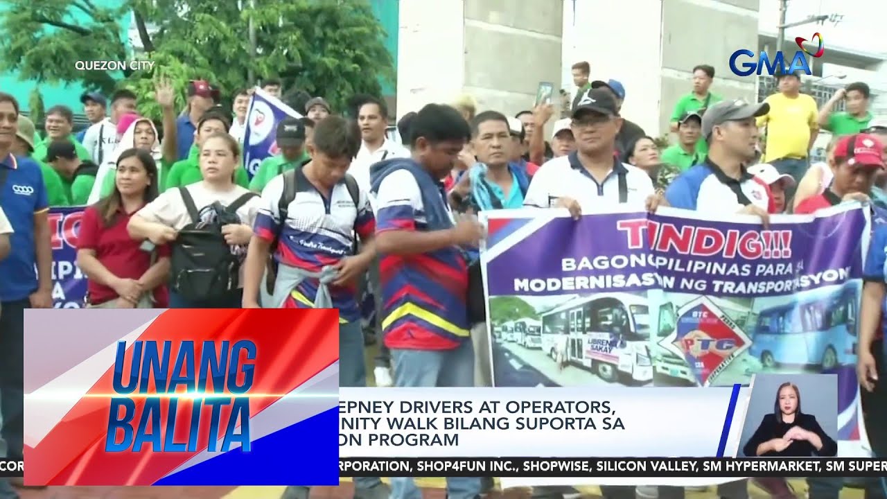 Ilang modern jeepney drivers at operators, nagsasagawa ng "unity walk ...