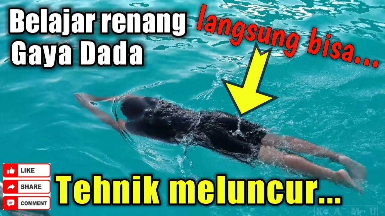Belajar renang dasar gaya dada tahap 2 | Latihan meluncur renang gaya ...