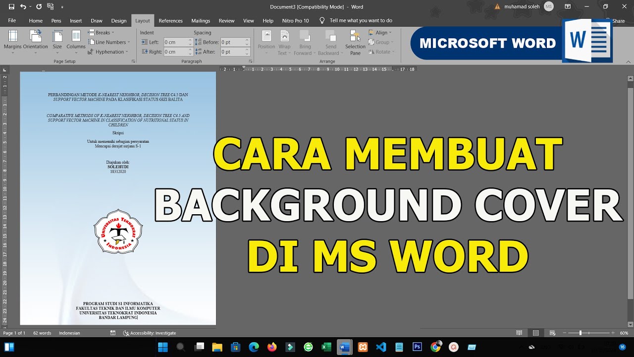 cara membuat background cover pada microsoft word - YouTube