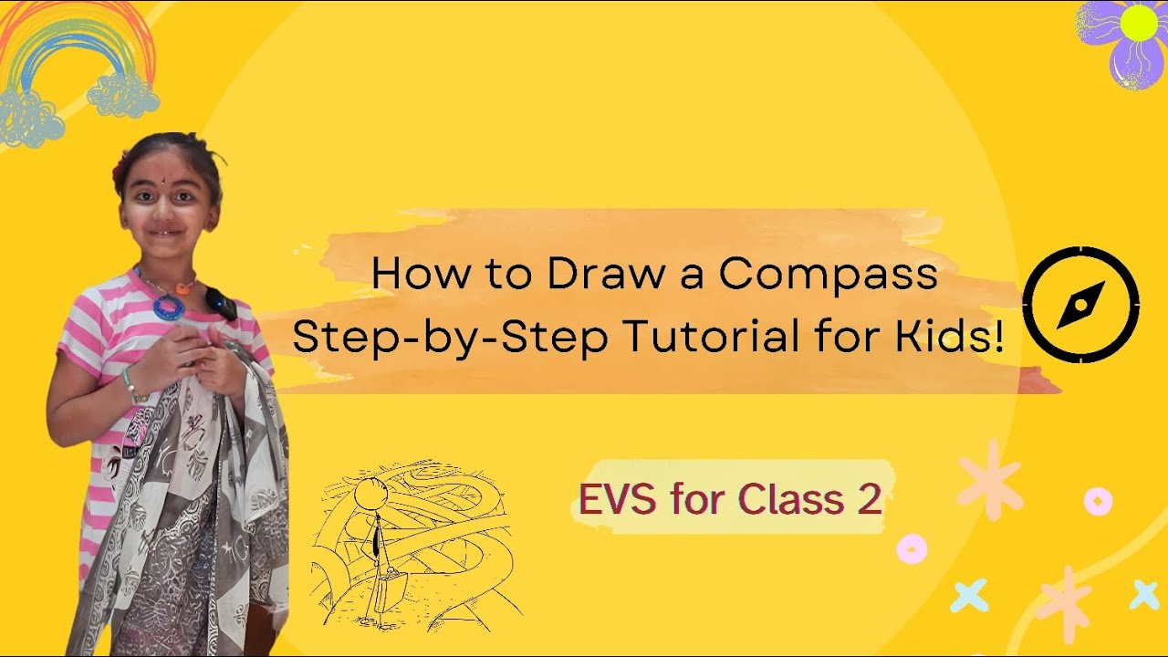 How to Draw a Compass 🧭 | EVS Class 2 | Learn Directions Easily | Step ...