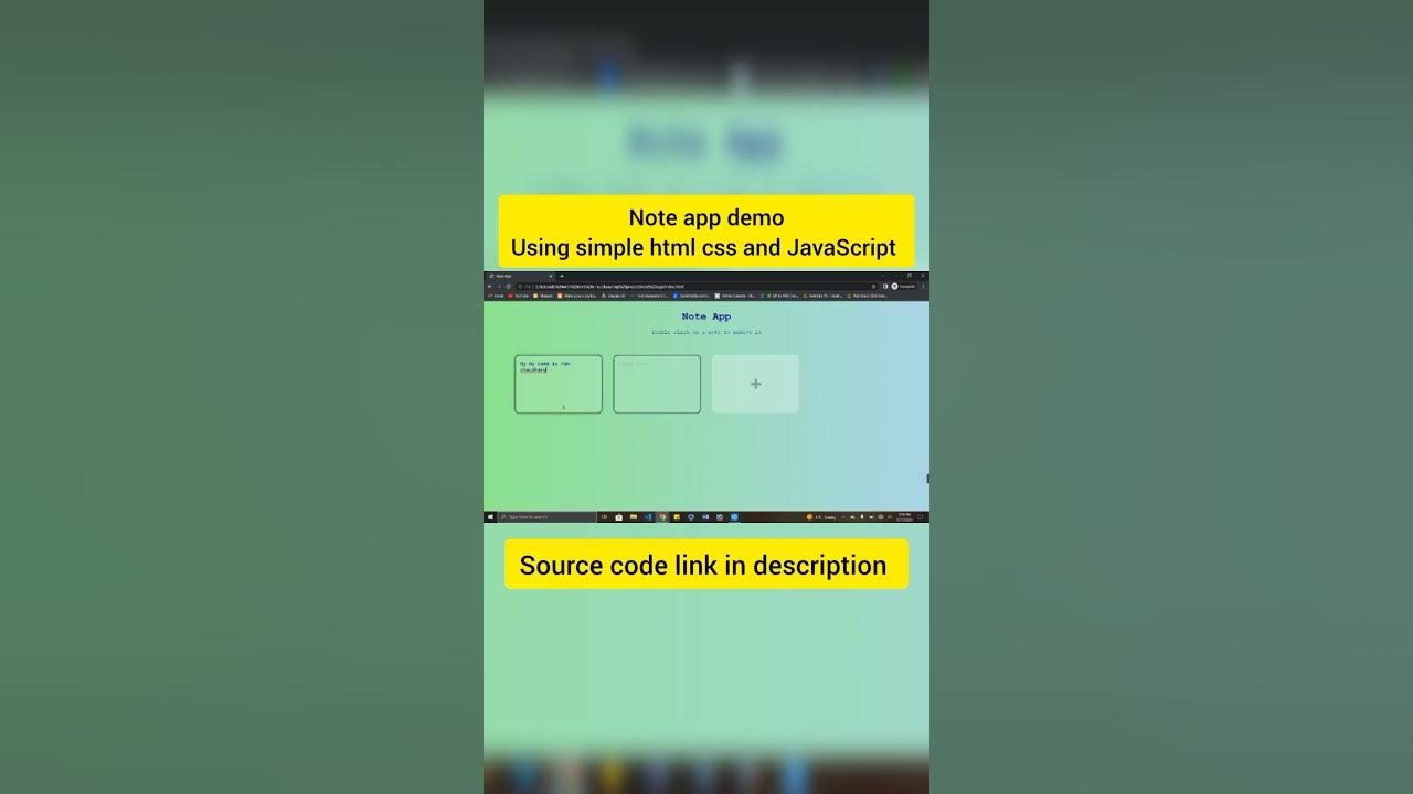 I created Note app using html CSS and JavaScript #short #youtubeshorts ...