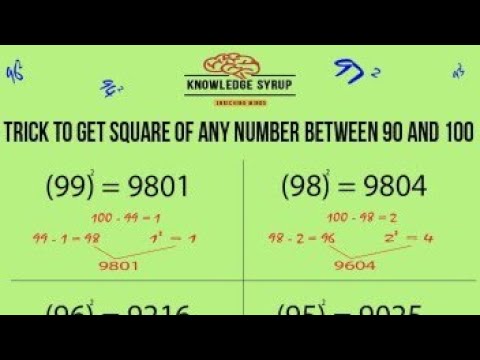 square of number between 90 to 100/square tricks/mental math/vedic math ...