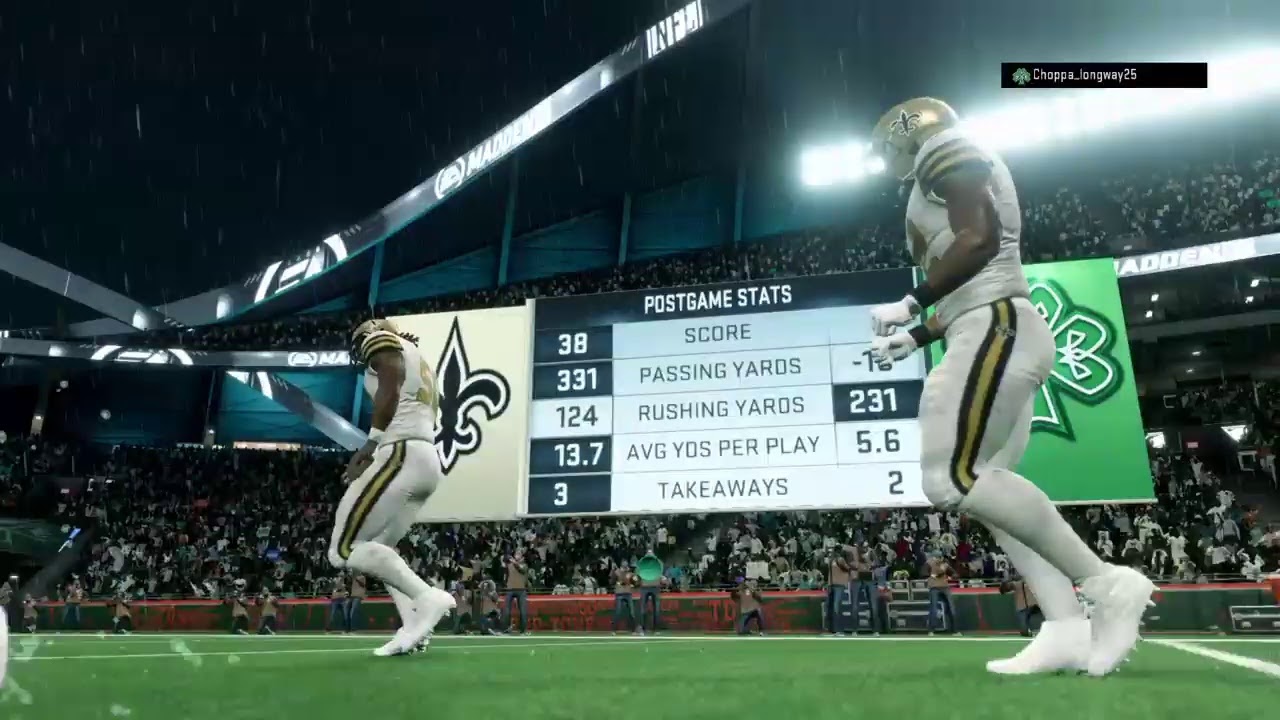 Madden 20 online franchise shamrocks vs. Saints - YouTube