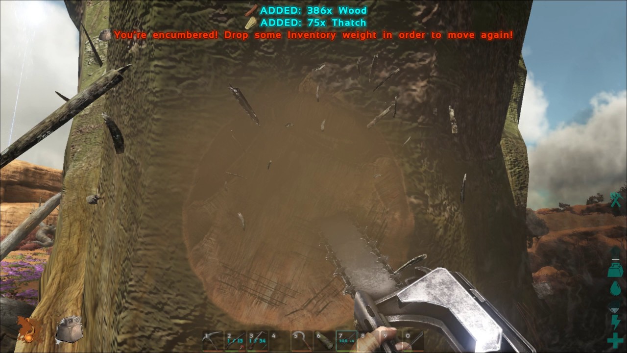 ARK Survival Evolved Ascendent Chainsaw vs tree. - YouTube