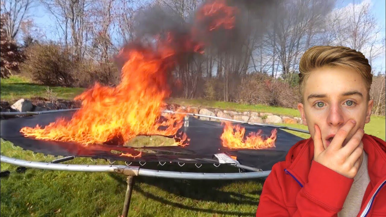 MY TRAMPOLINE CAUGHT ON FIRE!! (NOT CLICKBAIT) - YouTube
