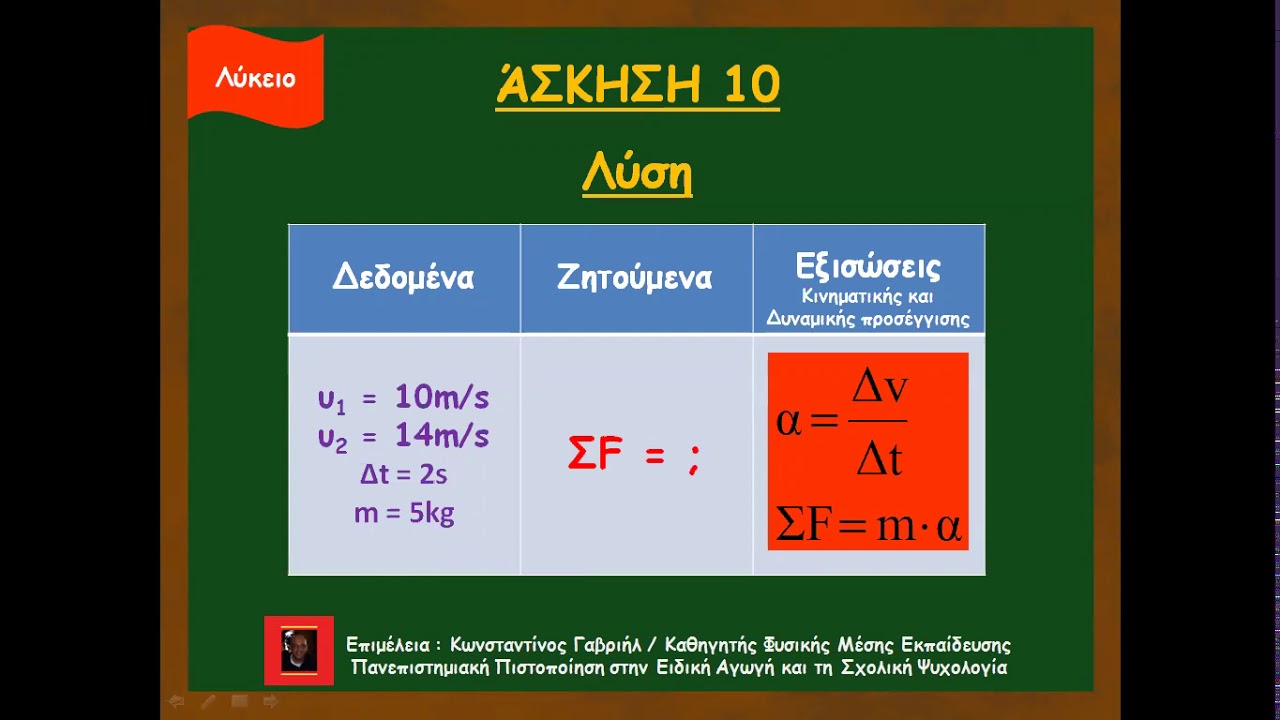 ΛΥΣΗ ΑΣΚΗΣΗΣ 10 / ΔΥΝΑΜΙΚΗ ΣΕ ΜΙΑ ΔΙΑΣΤΑΣΗ / ΦΥΣΙΚΗ Α' ΛΥΚΕΙΟΥ ...