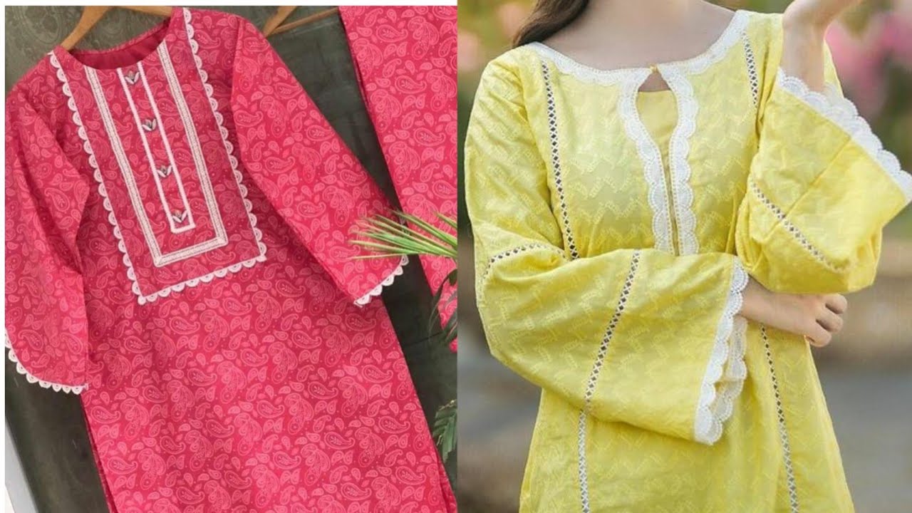 Pakistani lace design kurti collection - YouTube