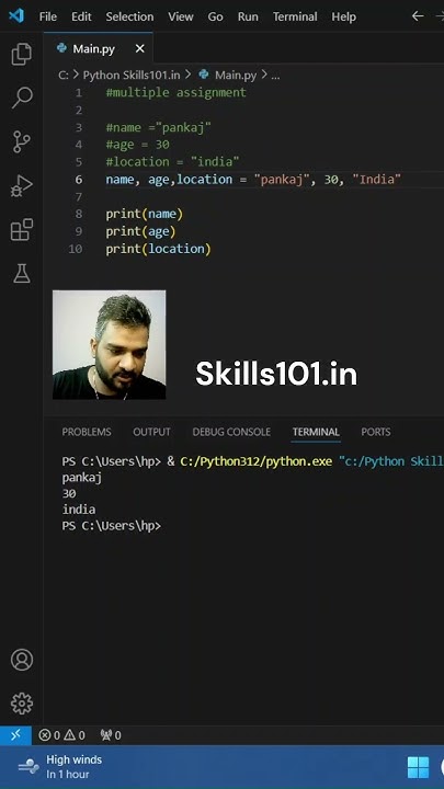 Multiple Assignment Python Skills101 Shorts Python Coding 2024 Coding Pythonprogramming