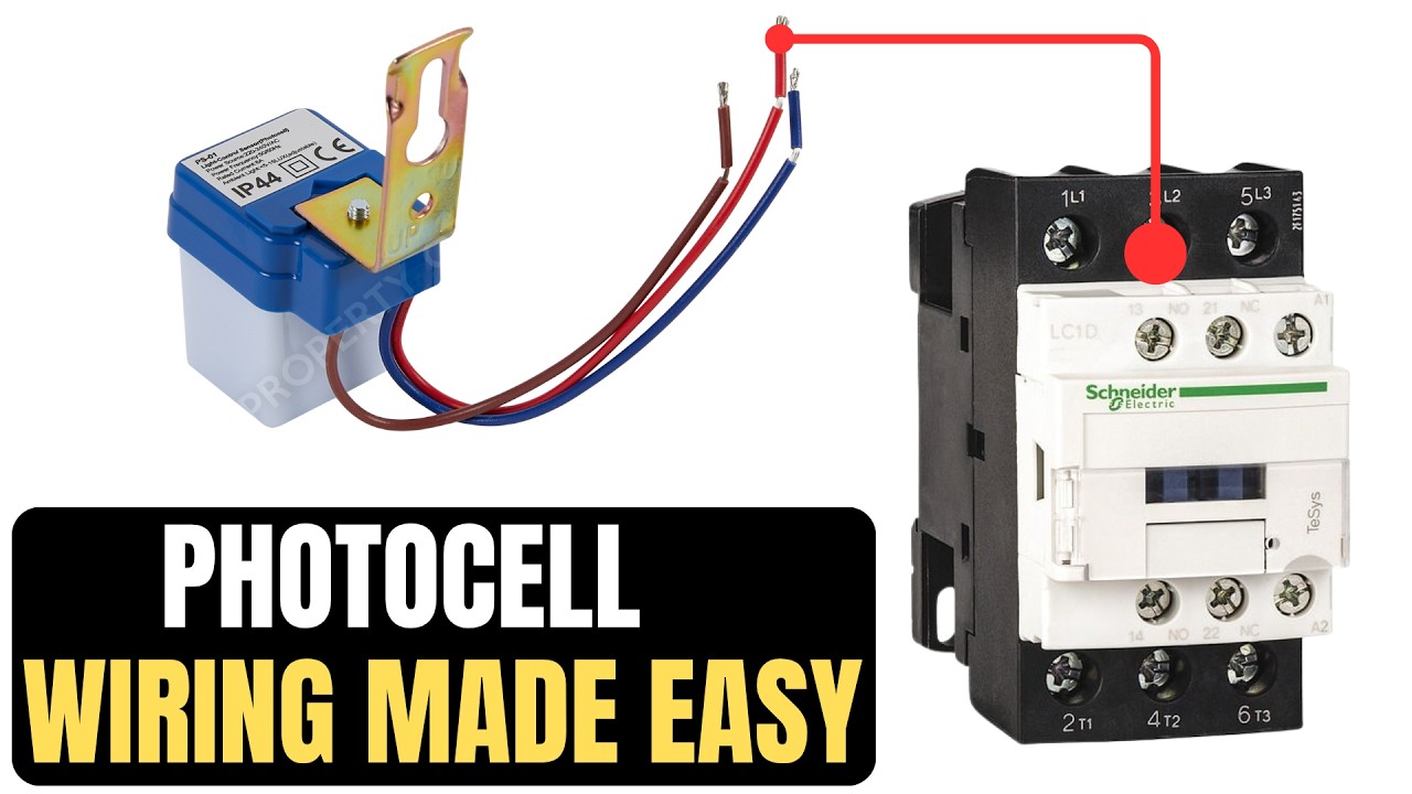 how to wire a photocell with contactor for auto light control - YouTube