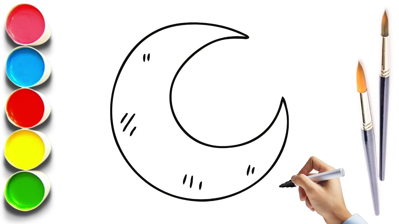 How to Draw A Cute Moon | Moon Drawing for Kids | Moon Art for Kids ...