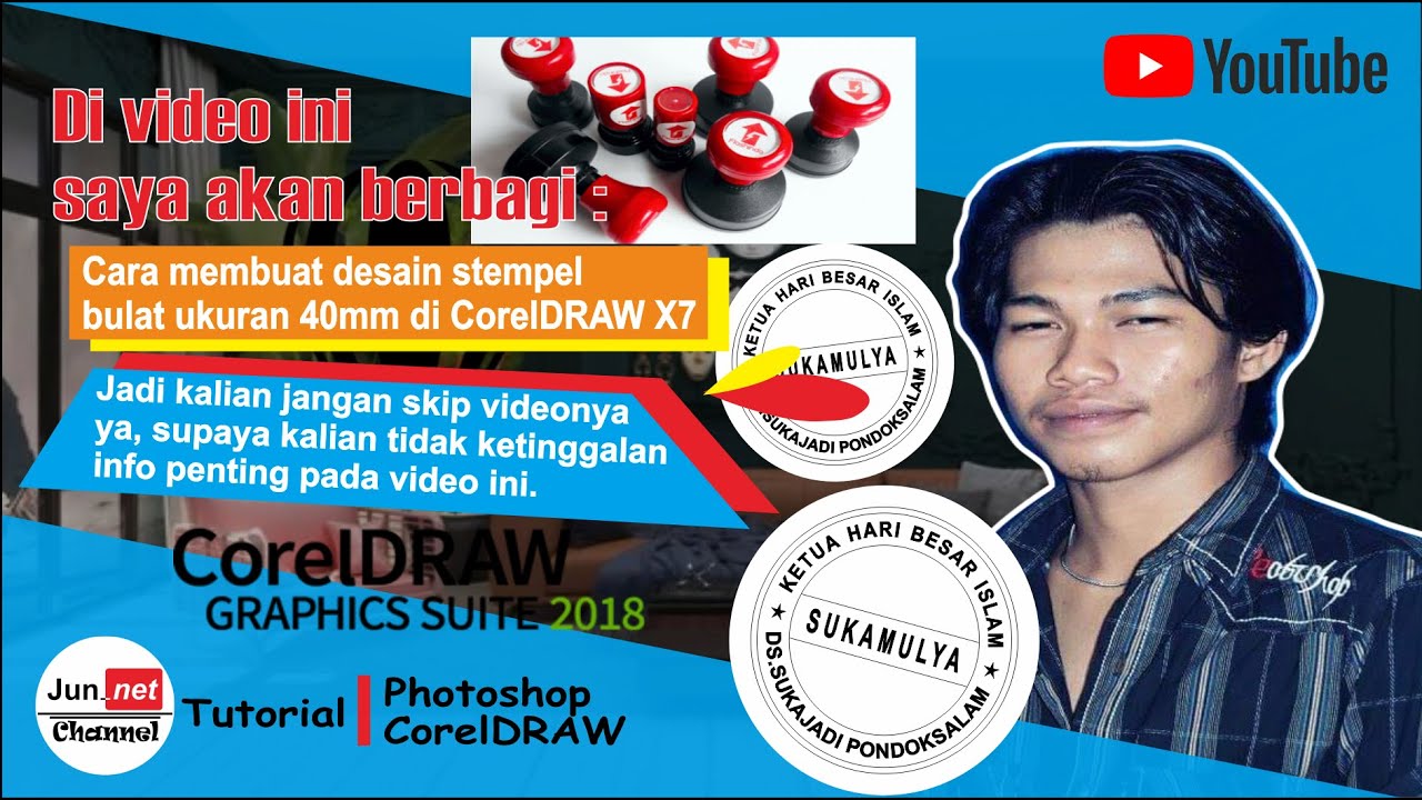 Cara membuat desain stempel bulat ukuran 40mm di CorelDRAW X7 - YouTube