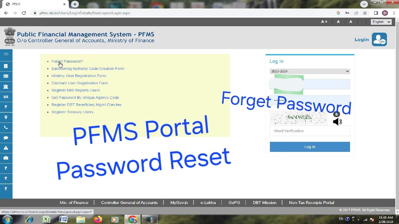 PFMS Portal Password Reset/ Forget Password | Detailed Video - YouTube