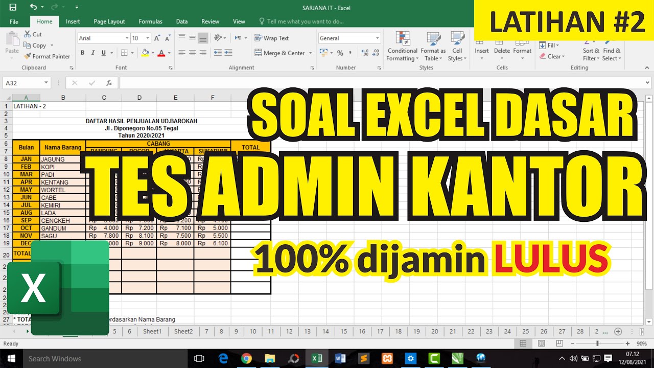 Soal Tes Kerja Microsoft Excel untuk Bagian Admin - YouTube
