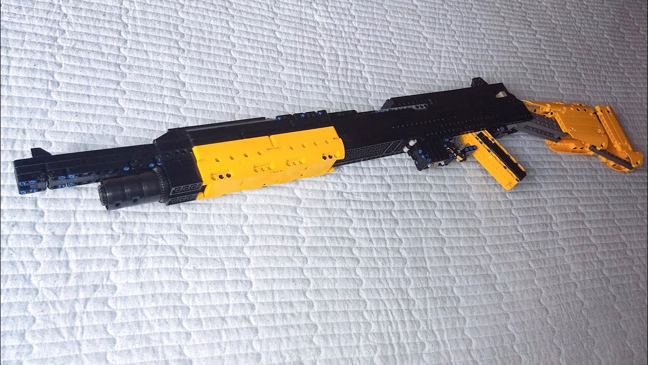 Lego working m1014 pump action/shell ejecting shotgun teaser - YouTube