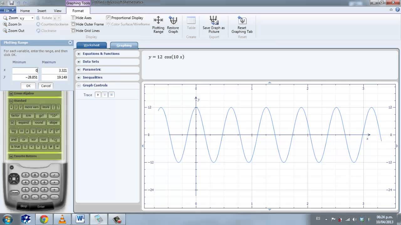 Gráficas en microsoft mathematics - YouTube
