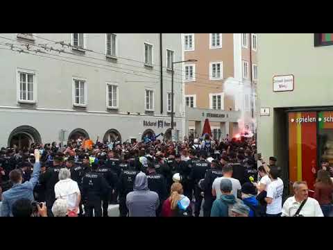 Fanmarsch zum EL-Match Salzburg gegen Marseille