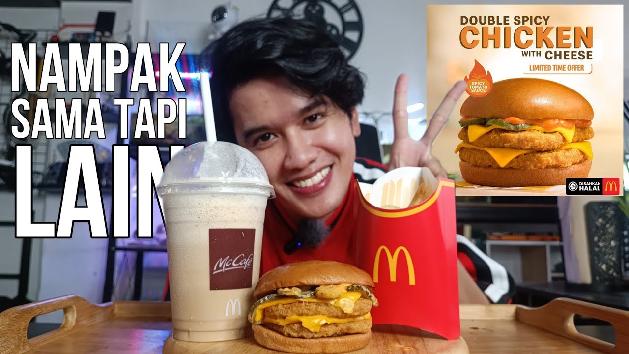 [BARU] MCDONALD'S DOUBLE SPICY CHICKEN CHEESE BURGER || McCafe ICE ...