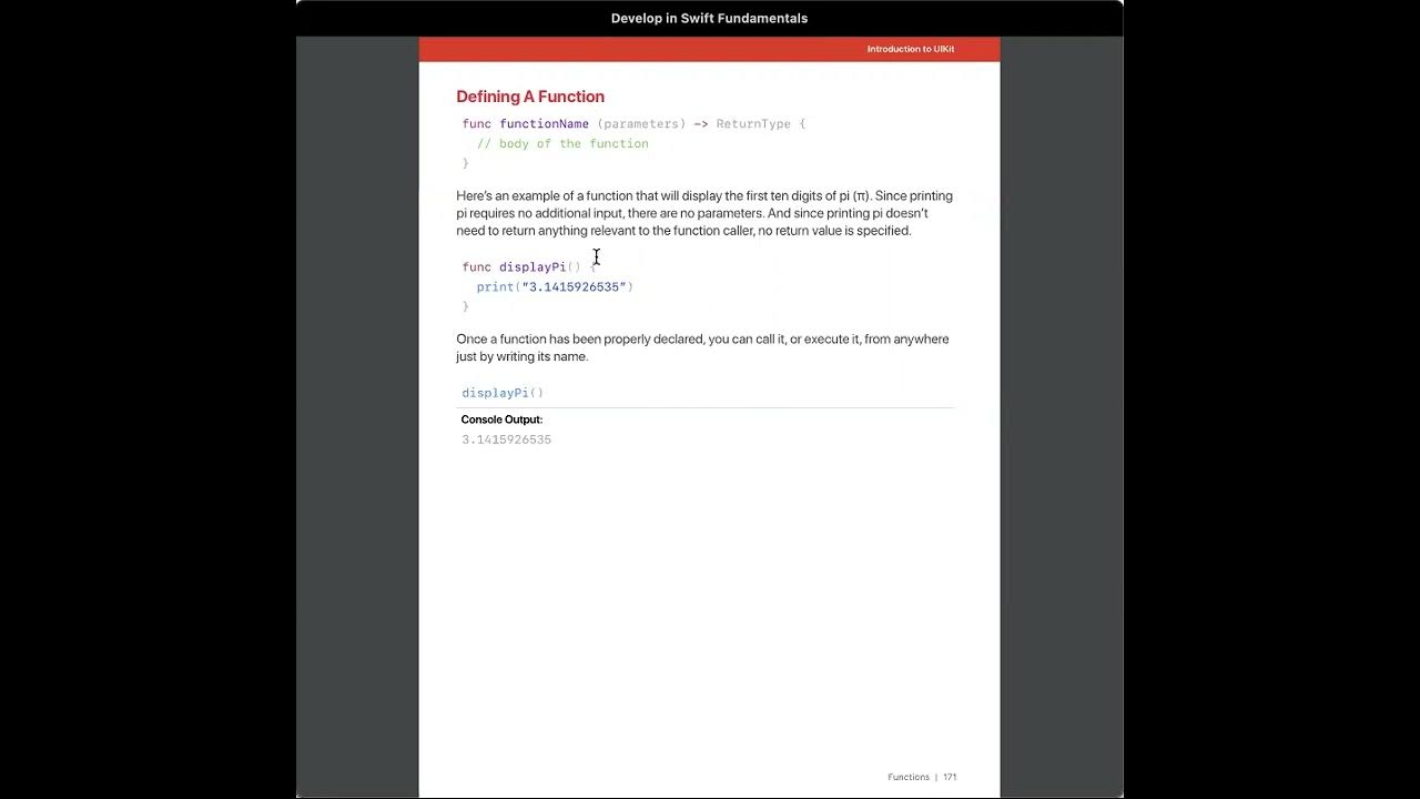 Swift Fundamentals book- 2.3: Functions that estimate pi - YouTube