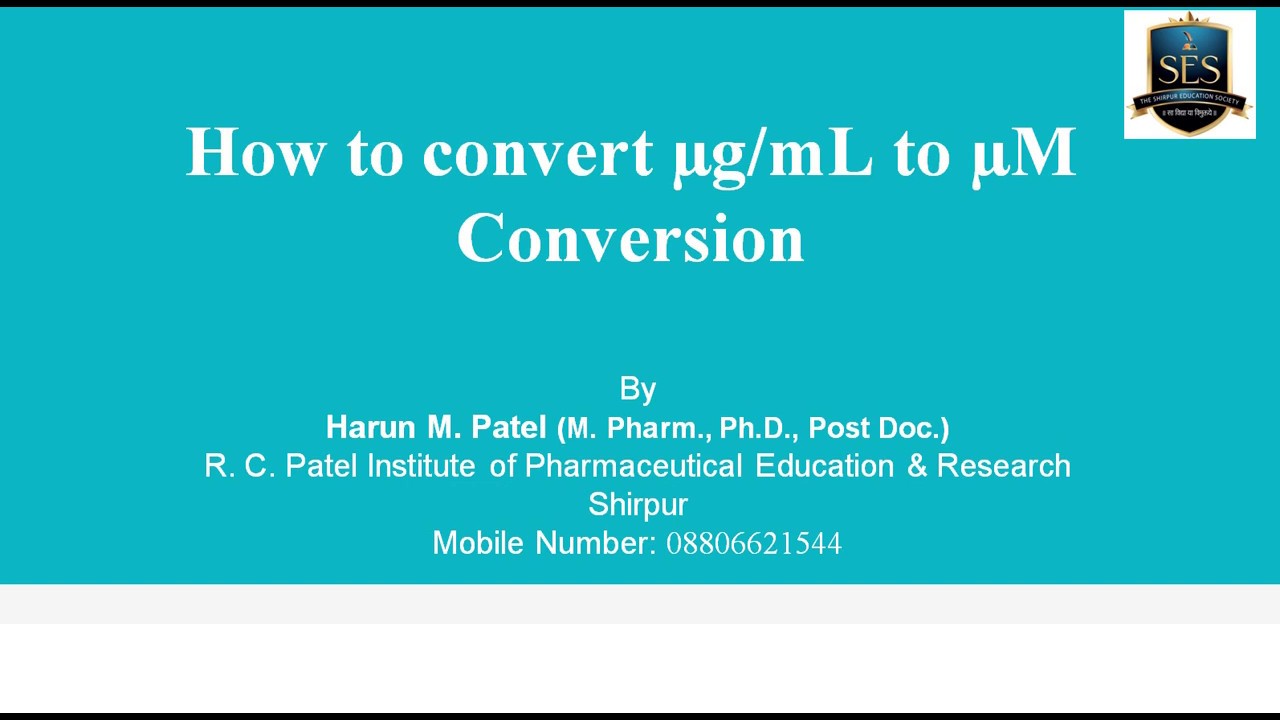 How To Convert Microgram Per Ml To Micromol simplest Way Of