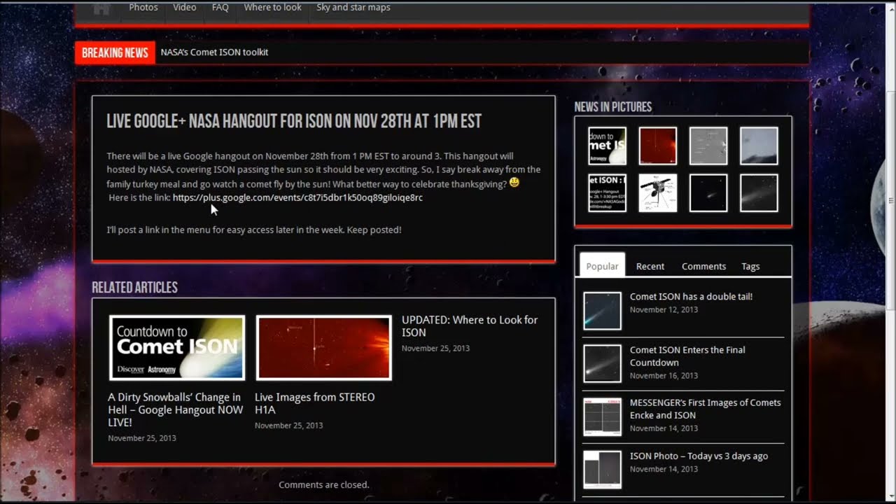 Ison Update: How to see Ison on Nov 28, 2013 - YouTube