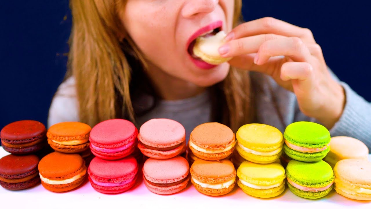 ASMR RAINBOW MACARON EATING SHOW 먹방 MUKBANG | LILIBU ASMR - YouTube