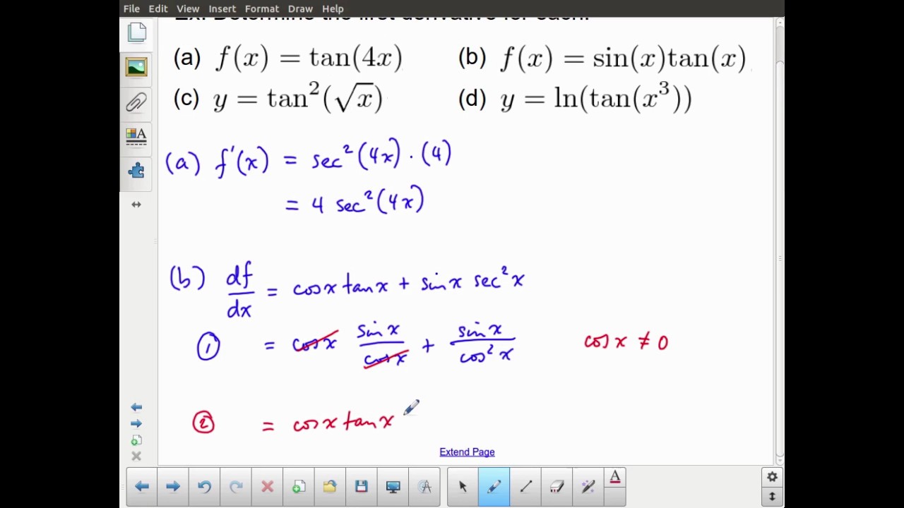 MCV4U - Derivative of Tangent Function - YouTube