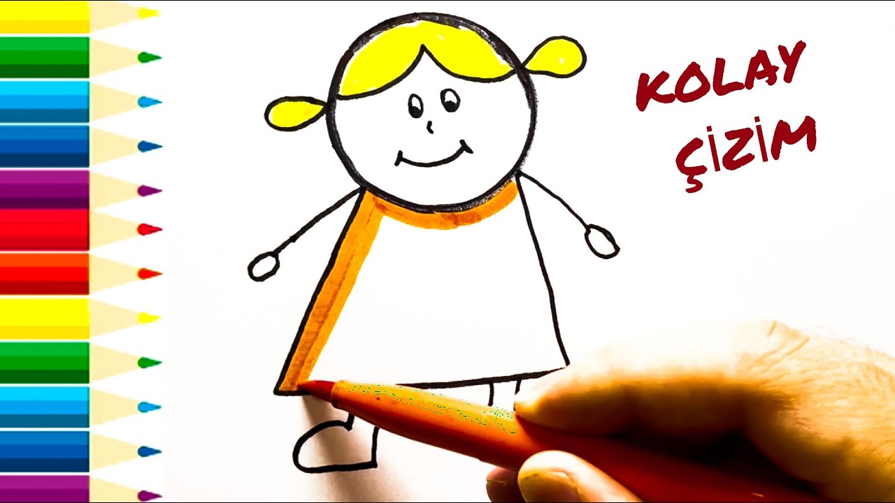 Kolay Çizim,Kız Çocuğu Çizim Yapma,Nasıl Çizilir,Çocuk Ve Bebek İçin ...