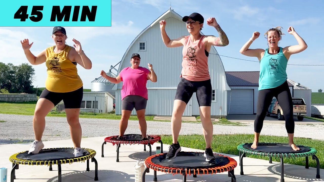 45 Minutes Low High NO TALK Trampoline Rebounder Workout // 4 Count ...