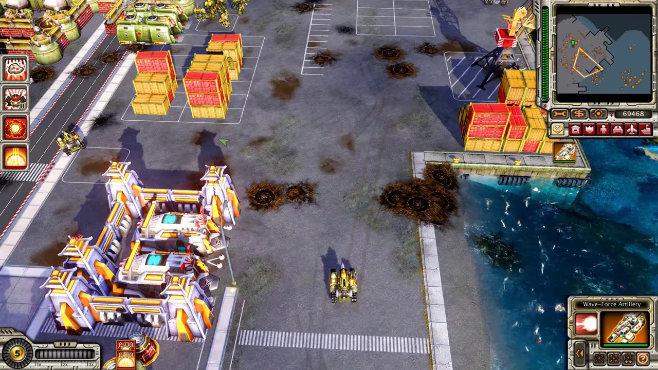 C&C Red Alert 3 Uprising V4 Rocket Launcher vs Wave-Force Artillery ...