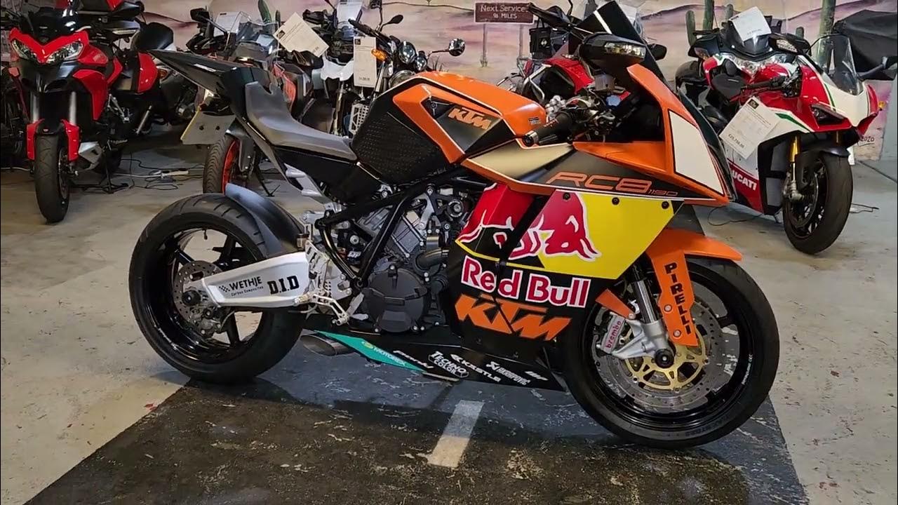 KTM RC8 1190,Jester Race Exhaust start up what a noise, Redbull livery ...