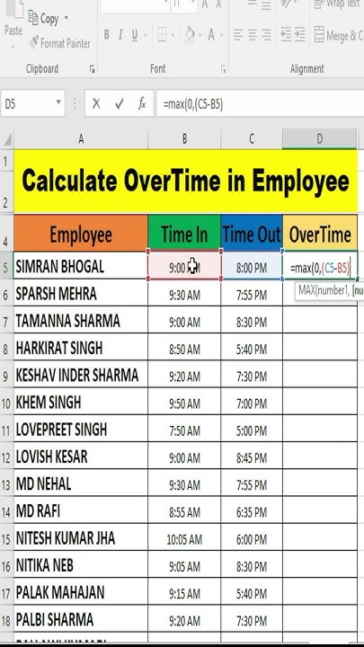 Calculate overtime in Employee in Excel#exceltips #newexcel - YouTube