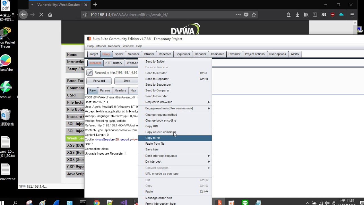 DVWA level: low Weak Session IDs - YouTube