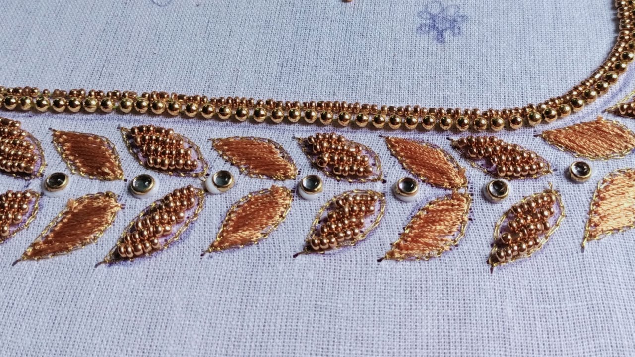 Aari work simple design|| aari work blouse design for beginners Tamil ...