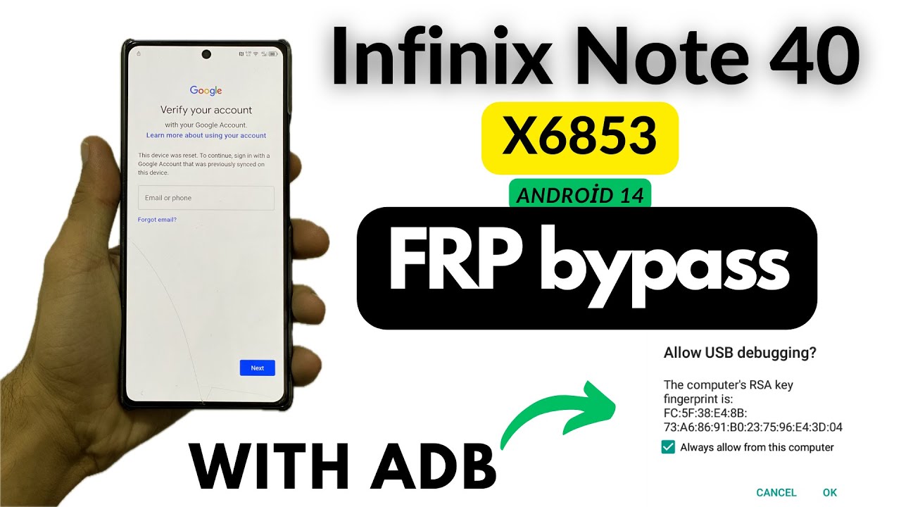 Infinix NOTE 40 x6853 FRP Bypass 2024 | Android 14 bypass google ...