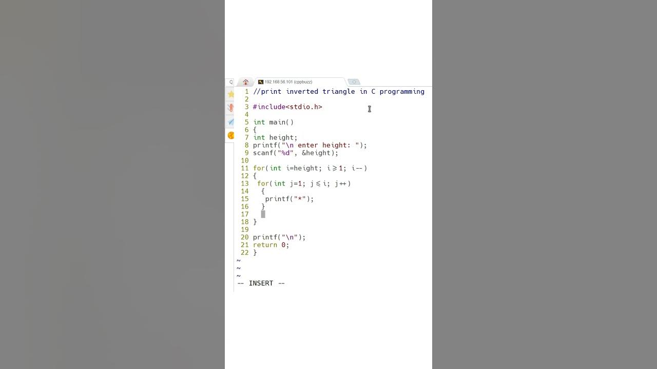 #44 Learn C Programming : how to print inverted right angle triangle | CppBuzz.com | #shorts ...