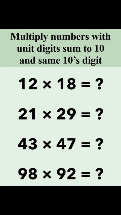 Multiplication Trick: Numbers with Unit Digits Adding to 10 Made Easy! #infomaths - YouTube
