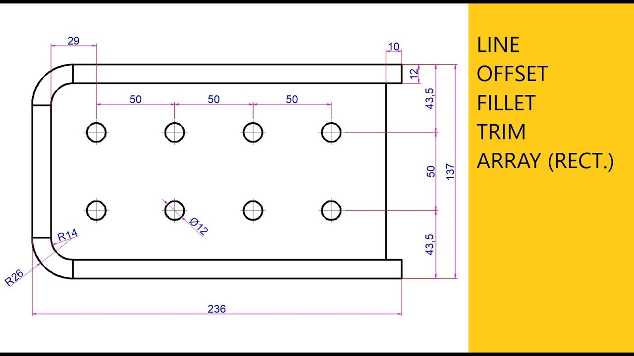 AutoCAD Rectangular Array - YouTube