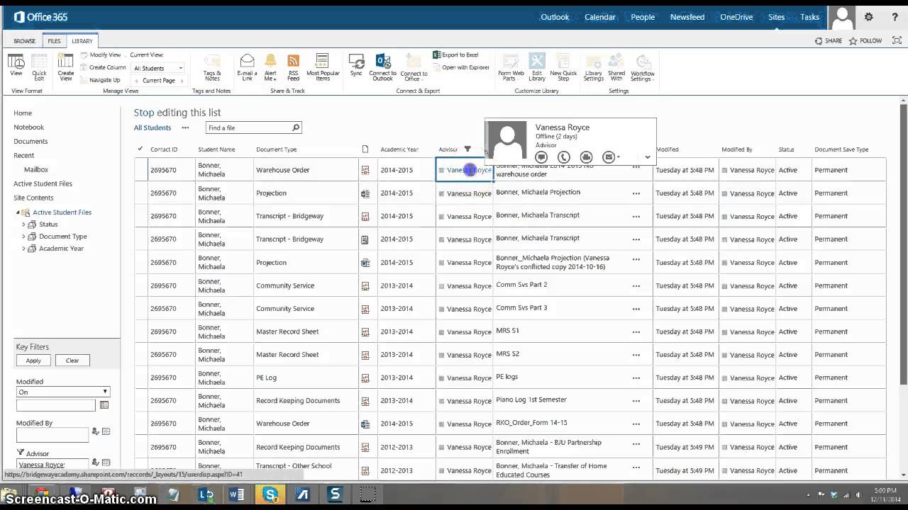 Student Record Views in Sharepoint - YouTube